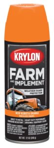 krylon k01954008 farm & implement spray paint, high gloss, new kubota orange, 12 oz(340 grams)