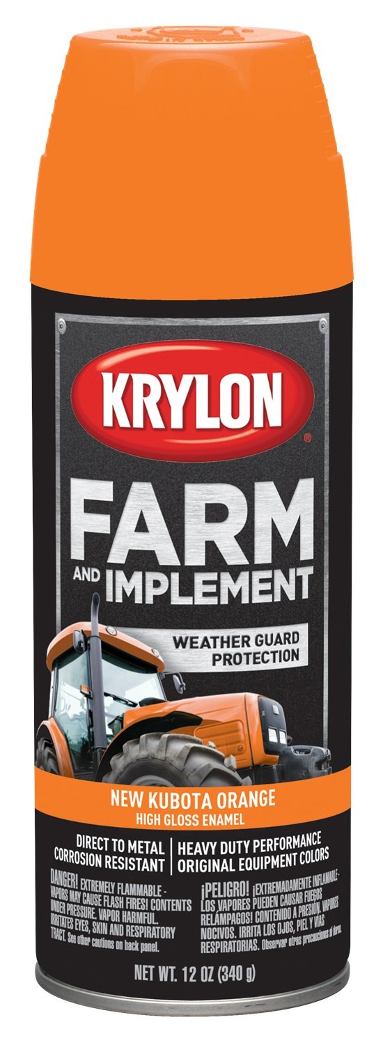 Krylon K01954008 Farm & Implement Spray Paint, High Gloss, New Kubota Orange, 12 oz(340 grams)