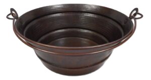 simplycopper 15" rustic round copper bucket vessel bath sink with a daisy drain