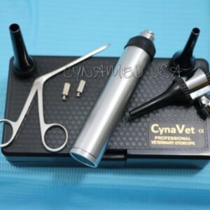 New Cynamed Led Veterinary Otoscope Kit + 1 Alligator Forceps + 1 Bulb