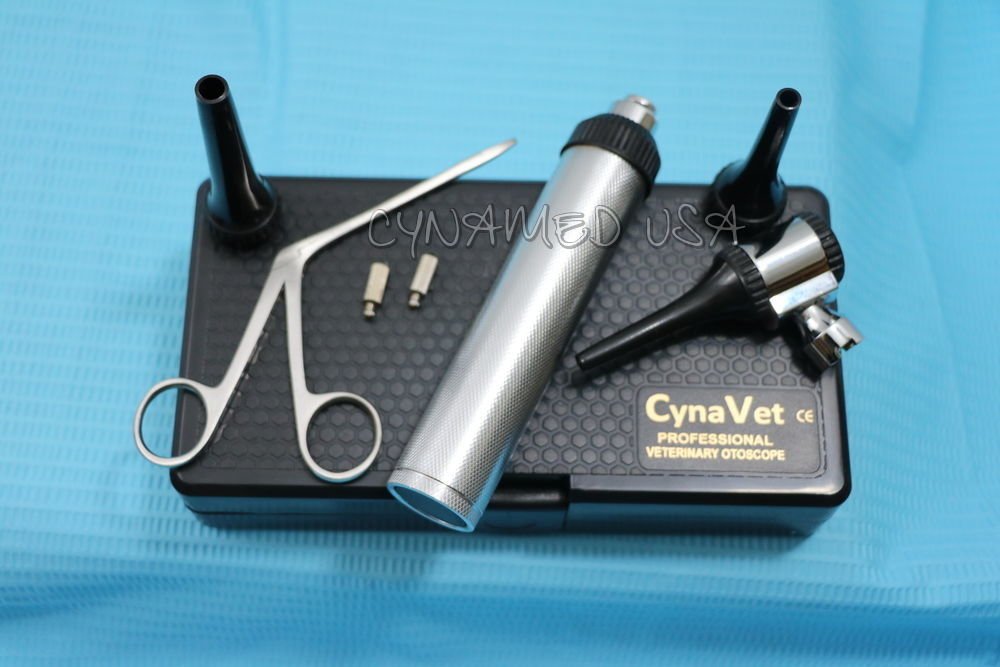 New Cynamed Led Veterinary Otoscope Kit + 1 Alligator Forceps + 1 Bulb