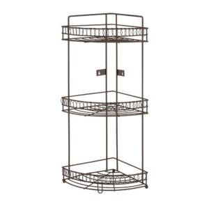 bath bliss 3 tier spa tower, bathroom storage and organization, bronze towel stand (model: 24202-rust)