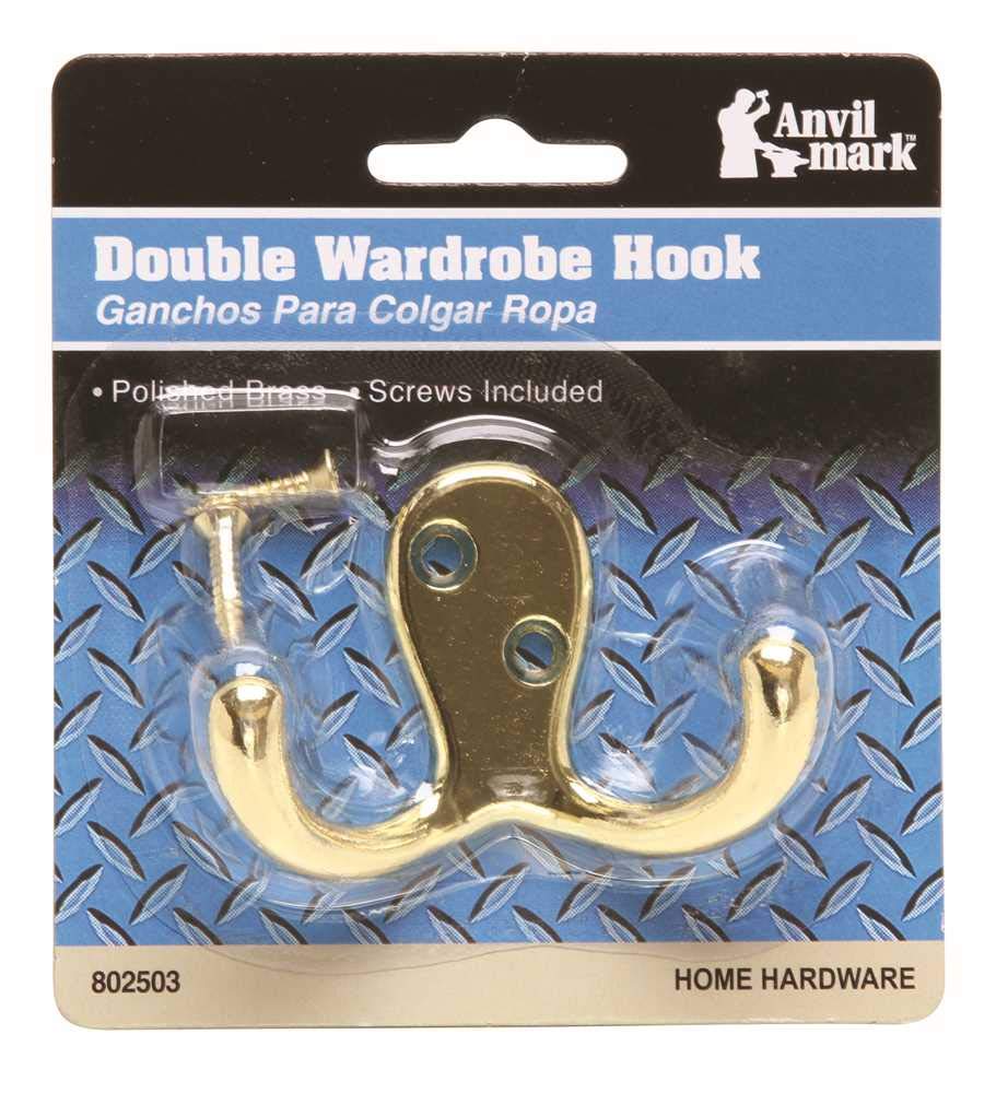 ANVIL MARK 802503 Double Wardrobe Double Hook Polished, Brass