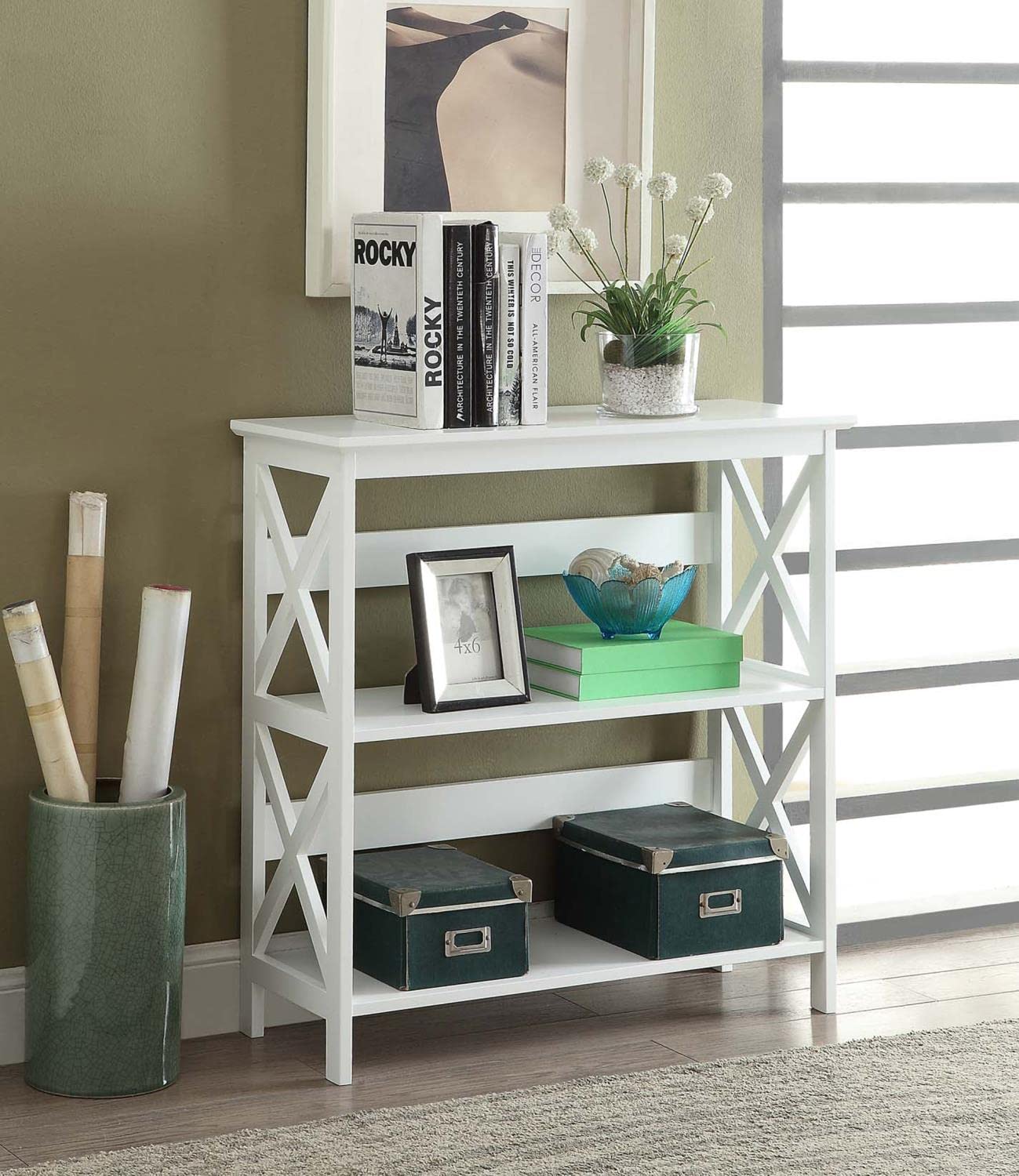 Convenience Concepts Oxford 3 Tier Bookcase, White