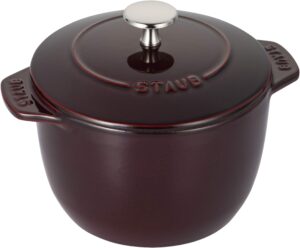 staub la cocotte de gohan 40511-561 la cocotte de gohan grenadine red, m, 6.3 inches (16 cm), rice pot, 2 pieces, cast iron, induction compatible, rice cooker