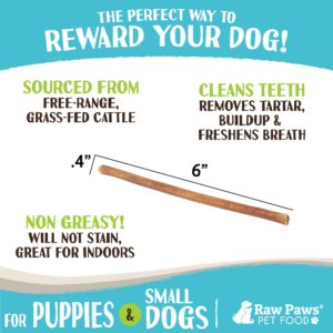 Raw Paws Thin Bully Sticks for Dogs, 6" (20 Pack) - Bully Sticks for Small Dogs Free Range Bull Pizzle - Low Odor Mini Bully Sticks for Puppies - Small Bully Sticks - Puppy Bully Sticks for Dogs