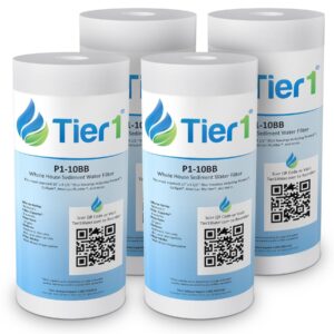 tier1 1 micron 10 inch x 4.5 inch | 4-pack spun wound polypropylene whole house sediment water filter replacement cartridge | compatible with pentek dgd-2501, 155359-43, sdc-45-1001 home water filter