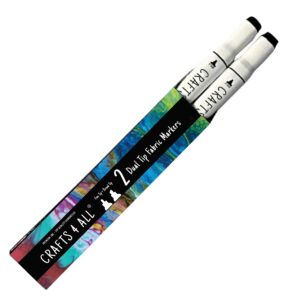 crafts 4 all fabric markers for clothes - pack of 2 no fade, dual tip permanent fabric pens - no bleed, machine washable shoe markers for fabric decorating - laundry marker, erases stains easily