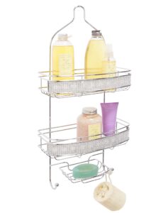 bath bliss 4973-chr 3 tier pave diamond design caddy, over the shower head, rust proof, bathroom organizer with hooks for sponge, shampoo holder, chrome