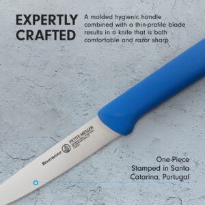 Messermeister Petite Messer 4” Spear Point Parer with Matching Sheath, Blue - German 1.4116 Stainless Steel & Ergonomic Handle - Lightweight, Rust Resistant & Easy to Maintain