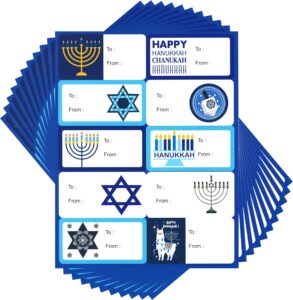 iconikal self-adhesive gift tag labels, hanukkah, 100-count