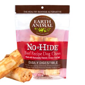 earth animal no hide small long lasting dog chew rolls, beef, 2 count pack of 1