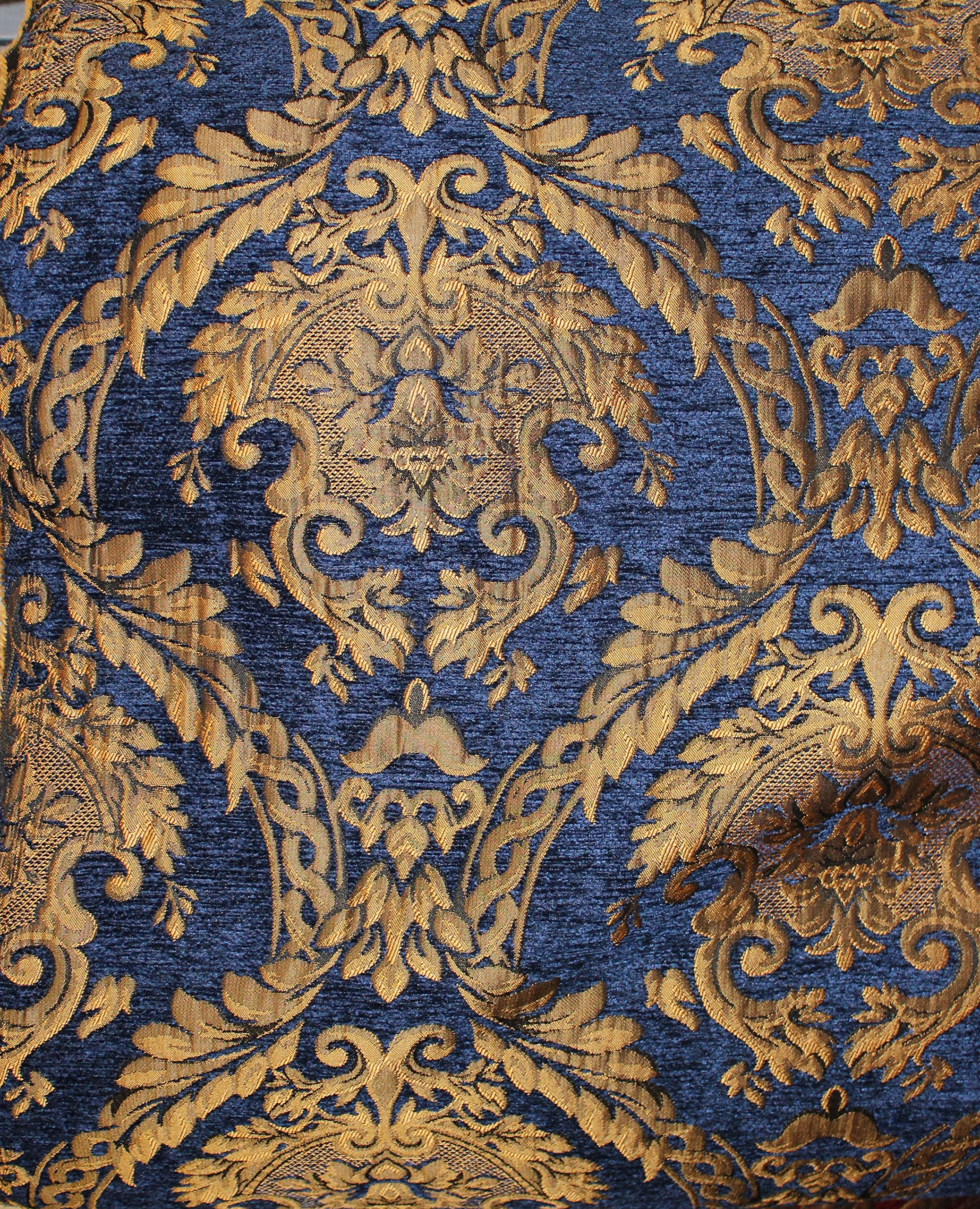 Chenille Renaissance,Medallion Design. Home Decor, Upholstery, Sold by The Yard (Burgundy/Gold) (Gold/Blue)