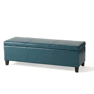 christopher knight home glouster pu storage ottoman, teal 17. 50d x 51. 25w x 16. 25h