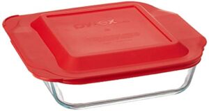 pyrex get dinner away large handle 8" x 8" square dish. making it easy to monitor casserole cooking and brownie baking from a, 4, red 8"