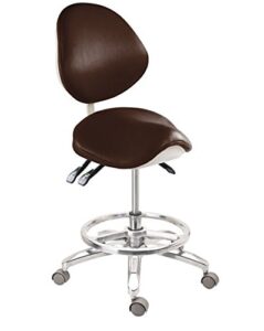 deluxe dental mobile chair saddle doctors stool micro fiber leather with circle