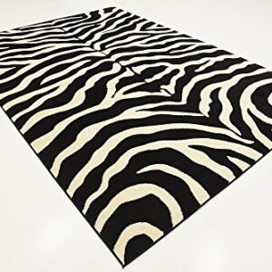 Unique Loom Wildlife Collection Area Rug - Okapi (7' 1" x 10' Rectangle Black/Cream)