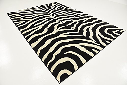 Unique Loom Wildlife Collection Area Rug - Okapi (7' 1" x 10' Rectangle Black/Cream)