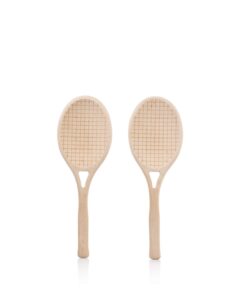 suck uk wooden salad servers tennis racket shaped serving spoons kitchen utensils set of 2 kitchen gifts & novelty gifts for tennis lovers wooden spoons for cooking or serving salad tongs