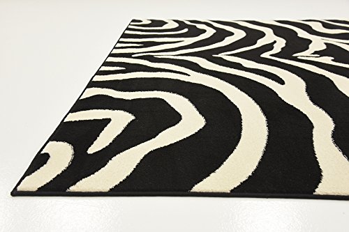 Unique Loom Wildlife Collection Area Rug - Okapi (7' 1" x 10' Rectangle Black/Cream)