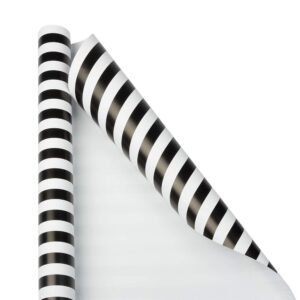 jam paper gift wrap - striped wrapping paper - 25 sq ft (30 in x 10 ft) - black & white stripes - roll sold individually