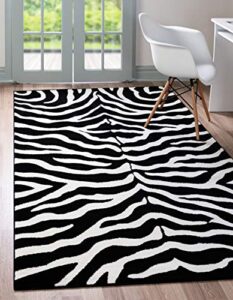 unique loom wildlife collection area rug - okapi (9' x 12' rectangle black/cream)