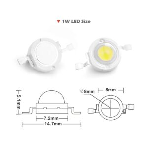 CHANZON 10 pcs High Power Led Chip 1W White 6000K - 6500K (300mA - 350mA / DC 3V - 3.4V / 1 Watt) Super Bright Intensity SMD COB Light Emitter Components Diode 1 W Bulb Lamp DIY Lighting