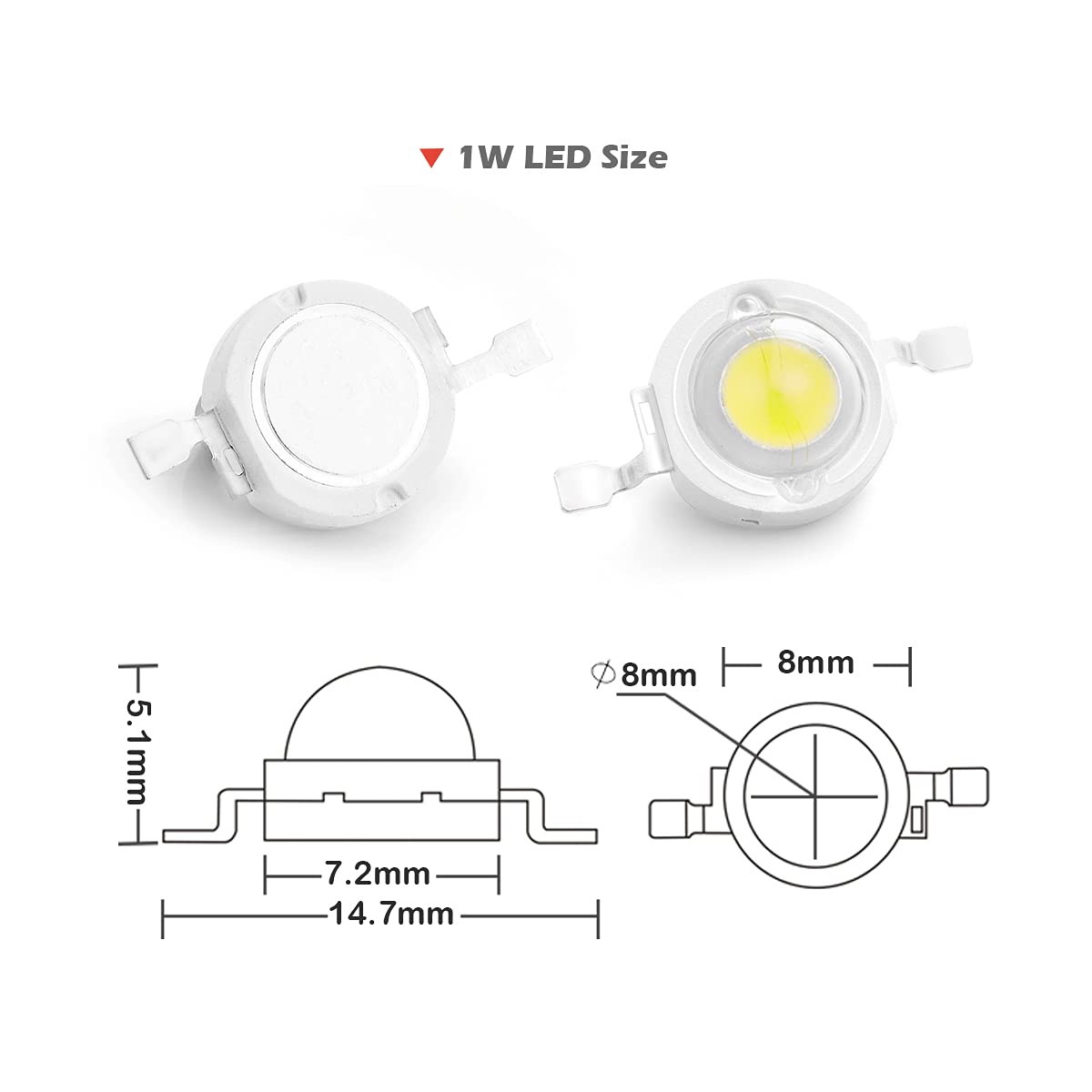 CHANZON 10 pcs High Power Led Chip 1W White 6000K - 6500K (300mA - 350mA / DC 3V - 3.4V / 1 Watt) Super Bright Intensity SMD COB Light Emitter Components Diode 1 W Bulb Lamp DIY Lighting