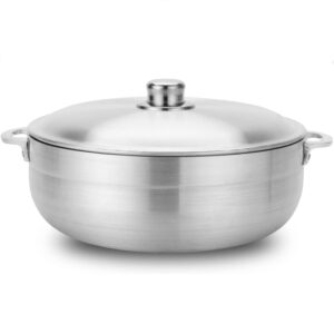 alpine cuisine 11-quart gourmet aluminum caldero stock pot, cooking dutch oven performance for even heat distribution, perfect for serving large & small groups, riveted handles, commercial grade