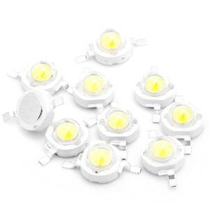 CHANZON 10 pcs High Power Led Chip 1W White 6000K - 6500K (300mA - 350mA / DC 3V - 3.4V / 1 Watt) Super Bright Intensity SMD COB Light Emitter Components Diode 1 W Bulb Lamp DIY Lighting