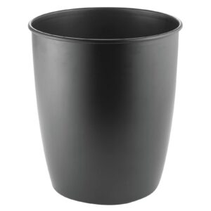 mdesign small steel round trash can bucket - 1.5 gallon wastebasket, garbage container bin for bathroom, powder room, bedroom, kitchen, home office - malloy collection - matte black