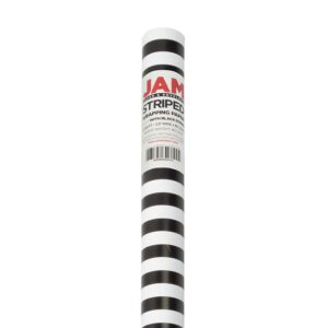 JAM Paper Gift Wrap - Striped Wrapping Paper - 25 Sq Ft (30 in x 10 Ft) - Black & White Stripes - Roll Sold Individually