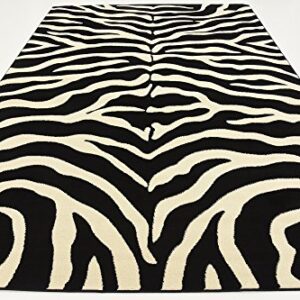 Unique Loom Wildlife Collection Area Rug - Okapi (7' 1" x 10' Rectangle Black/Cream)