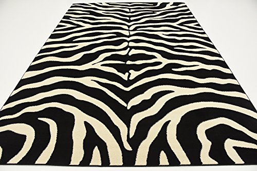 Unique Loom Wildlife Collection Area Rug - Okapi (7' 1" x 10' Rectangle Black/Cream)