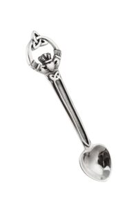 sterling silver irish claddagh salt spoon or mustard spoon, celtic trinity knot