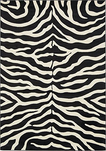 Unique Loom Wildlife Collection Area Rug - Okapi (7' 1" x 10' Rectangle Black/Cream)