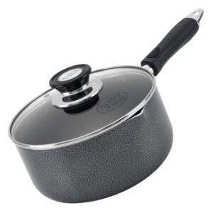 alpine cuisine sauce pan 2 quart nonstick coating soft touch bakelite handle with glass lid, nonstick sauce pans for all stoves, multipurpose use for home kitchen & restaurant - dishwasher safe