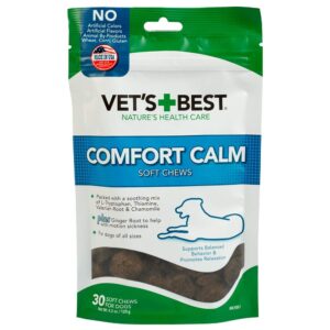 vet's best comfort calm calming soft chews dog supplements | dog calming aid supports dog balances behavior | promotes relaxation | 30 day supply