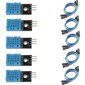 hiletgo 5pcs dht11 temperature humidity sensor module digital temperature humidity sensor 3.3v-5v humidity measure range 20%-95% temperature measure range 0-50℃ celsius with dupont wires