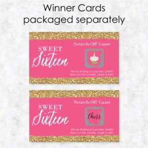 Big Dot of Happiness Chic 16th Birthday - Pink and Gold - Birthday Party Game Scratch Off Cards - 22 Count