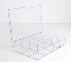 clear 12 compartment hinged plastic box - 4 pieces