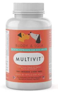 multivitamin for dogs advanced daily supplements to improve dog health multivitamins, nutrients, calcium, digestive enzymes and antioxidants 180 chicken liver taste chewable tablets