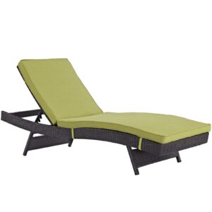 modway convene wicker rattan outdoor patio chaise lounge chair in espresso peridot