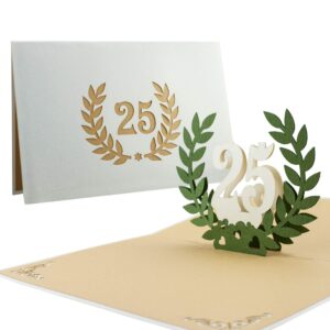 diese-klappkarten pop up silver anniversary card - 3d 25th wedding anniversary cards for husband and wife - special luxury gift card for bride and groom couples