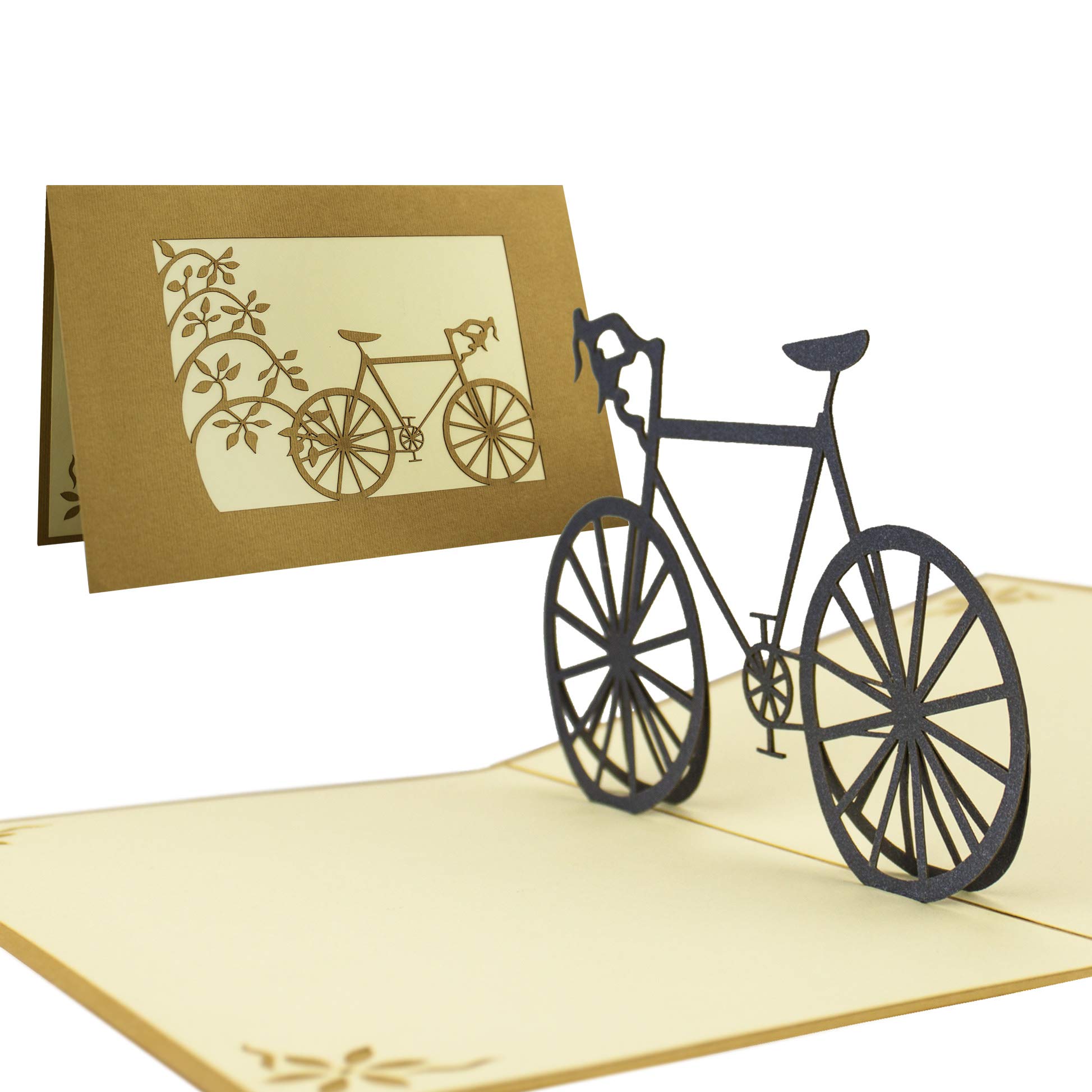 Diese-Klappkarten Bicycles pop up card, bike gift idea for him and for her, birthday greetings for bicycle lovers, holiday voucher for bicycle tour, fathers day card bike,T05 Black