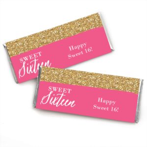 big dot of happiness chic 16th birthday - pink and gold - candy bar wrappers birthday party favors - set of 24