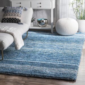 nuloom classie hand tufted shag area rug, 5' x 8', sky blue