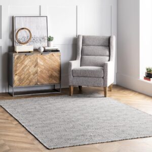 nuloom ago geometric wool area rug, 5x8, grey