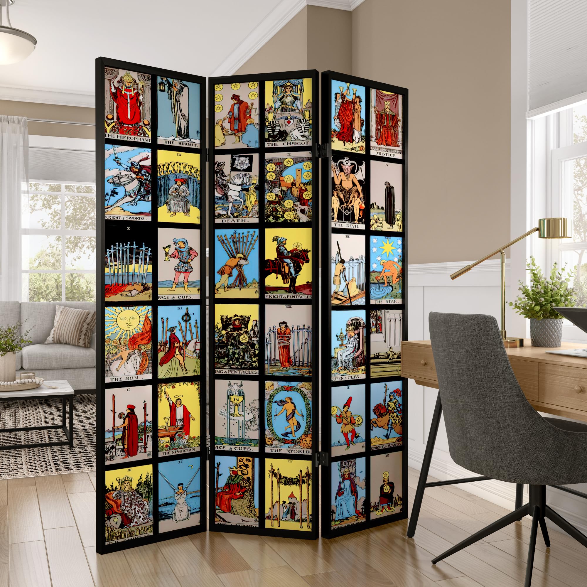 6 ft. Tall Double Sided Rider-Waite Tarot Canvas Room Divider