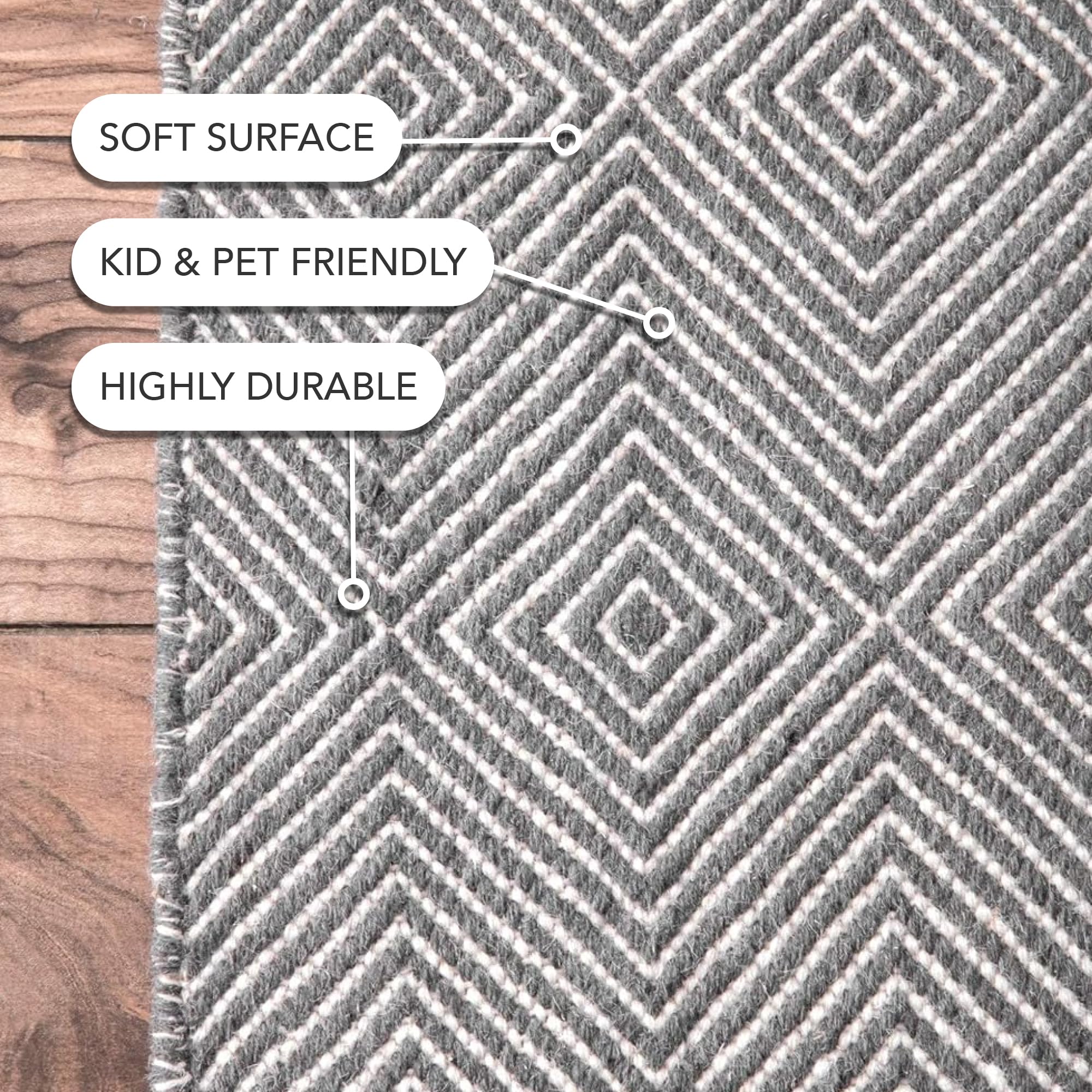 nuLOOM Ago Geometric Wool Area Rug, 5x8, Grey